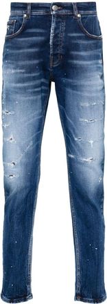 John Richmond Schmale Jeans mit Logo-Schild - Blau