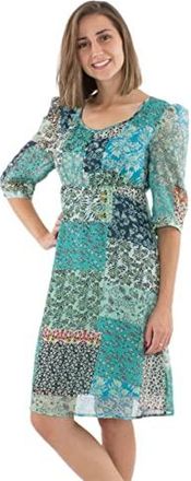 Coline Robe Courte imprim&eacute; Patch Manches Transparentes - Couleur : Vert - Taille : XXL