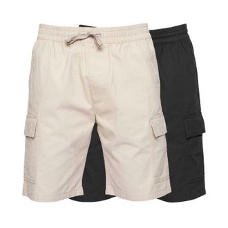 Crosshatch Kathos Cargo-Shorts 2er-Pack f&uuml;r Herren (Beige/Schwarz)