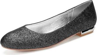 Generic Chaussures De Mariage Femme Élégant Bout Pointu Chaussures Mariée Semelle Ballerines Été Plates Slip-on Dress Fête Plates 1.8Cm,Noir,43 EU