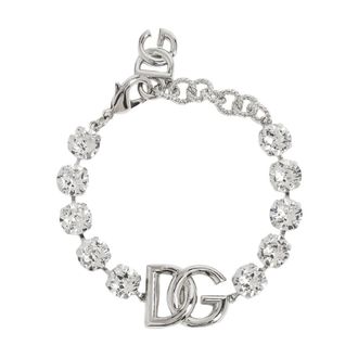 Dolce & Gabbana Femme, Accessoires, Gris, Taille: ONE Size Bracelet logo strass