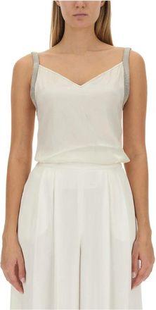 Fabiana Filippi Femme, Blouses et Chemises, Blanc, Taille: 38 FR Satin Lingerie Top