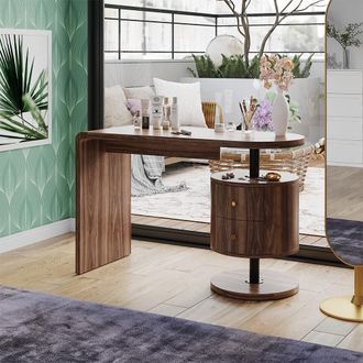 Vicco Schminktisch Eiche rustikal Lara 120x76x50 cm - Der B&uuml;rotisch mit Stauraum, Gro&szlig;e Tischfl&auml;che f&uuml;r Make-up, Schmuck und Styling-Utensilien