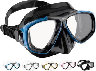 Cressi Focus Mask Black/Frame Blue - Professional Erwachsene Tauchmaske aus High Seal, Optionale Optische Gläser Erhältlich, Schwarz/Blau, Einheitsgröße