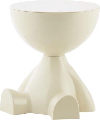 HowHomely Beistelltisch 36x36x41 cm Design Creme Leichter Seitentisch aus Kunststoff mit gl&auml;nzender Oberfl&auml;che Couchtisch Nachttisch dekoratives Element