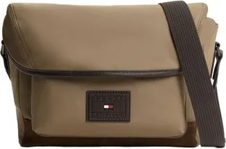 Tommy Hilfiger Besace unie &agrave; patch logo en cuir m&eacute;lang&eacute;