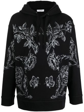 Valentino Garavani hoodie &agrave; fleurs - Noir