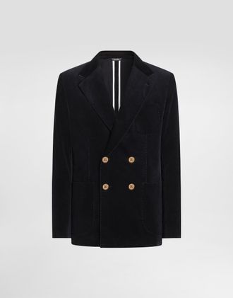 Dolce & Gabbana Jacke Portofino Aus Samt Mit Doppelreiher-design - Mann Anz&uuml;ge Und Blazer Blau 46