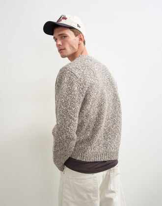 Topman gilet en maille &agrave; torsades coupe d&eacute;contract&eacute;e avec col &eacute;chancr&eacute; en taupe clair-Marron