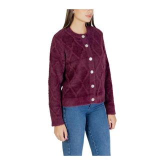 Jacqueline de Yong Cardigan mit Knopfleiste und langen &Auml;rmeln - - Knitwear - Damen - Rot - M
