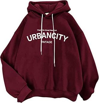 Generic 2026 Sweat à capuche mignon à manches longues pour femmes pour adolescentes vêtements esthétiques, bordeaux, XXL