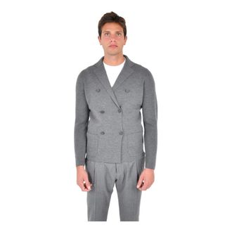 Drumohr Homme, Vestes, Gris, Taille: 2XL Milano Rib Knit Jacket