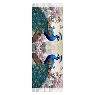 Generic Longue Écharpe Châle Longue Wrap Foulard Motif de fleur de paon Hiver Châle pour Party Femmes Noël 68x196cm