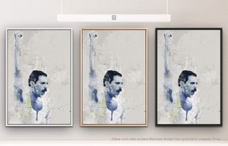 Paul Sinus Art Freddie Mercury V 90x60cm auf Leinwand im Schattenfugenrahmen schwarz edel