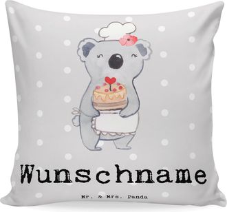Mr. & Mrs. Panda Kissen Konditorin Herz - Personalisierte Geschenke, Lustig, Witzig, B&auml;ckerin, Name, Bedrucken, Personalisiert, Geschenk, Wunschname, Kopfkissen, Spruc