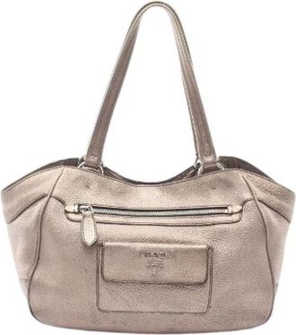 Prada Pre-owned Vit.daino Leather Tote Bag - Femme - Pre-owned - Beige - Taille: ONE Size