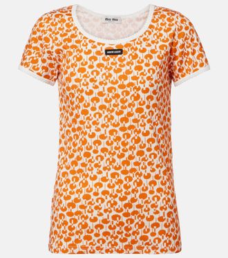 Miu Miu T-shirt en coton &agrave; imprim&eacute;