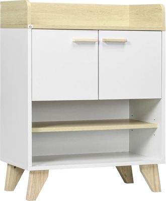 HOMCOM Mehrzweckschrank mit Schrank und offenen Regalen, Wohnzimmer, K&uuml;che, B&uuml;rom&ouml;bel aus wei&szlig;em Holz, 60x30x78cm