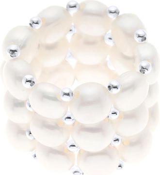 Ateliers Saint Germain Ring 3 Reihen - Handgefertigt - aus echten Süßwasserperlen - Fabre Natürlich Weiss - 4 mm