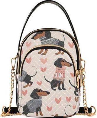 Mnsruu Sac à bandoulière pour femme, motif teckel, sac à dos à bandoulière avec sangle réglable