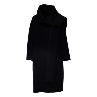 Max Mara Langer Mantel mit Rundhalsausschnitt - - Coats - Damen - Schwarzk - M