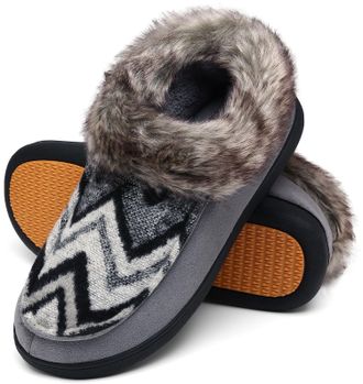 Mishansha Warme Hausschuhe Damen Winter Plüsch Pantoffeln Memory Foam Slippers Dunkelgrau,Gr.38 EU