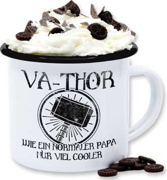 Shirtracer Emaille Tasse Blechtasse - Geschenk zum Vatertag - Vathor wie ein normaler Papa nur viel cooler - schwarz - 300 ml - Weiß Schwarz - vatertagsgeschenk 