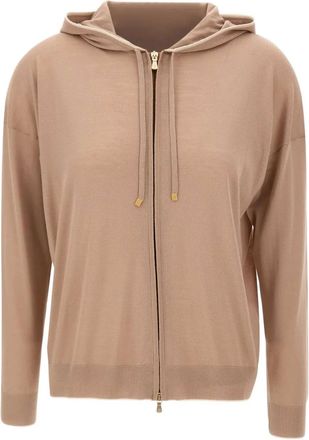 Eleventy cardigan zippé à capuche et finitions rayées - Tons neutres