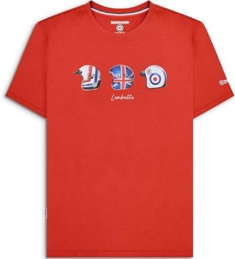 Lambretta T-shirts rétro avec logo casque pour homme, Rouge, XXL