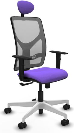 Piqueras y Crespo Basic-B&uuml;rostuhl mit 1D-Armlehnen, h&ouml;henverstellbarer Lendenwirbelst&uuml;tze und festem Kopfteil, ausgestattet mit 3 Positionen und Schneidschaum, Grau/Lil