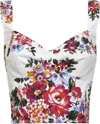 Dolce & Gabbana Femme, Tops, Multicolore, Taille: 40 FR Haut bustier fleuri en m&eacute;lange de coton