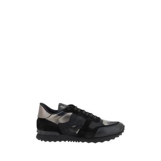 Valentino Garavani Camouflage-Ledersneaker mit Schn&uuml;rung - - Shoes - Herren - Grau - 40 EU
