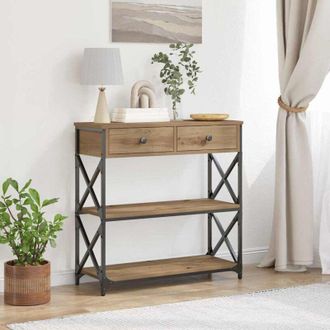 vidaXL Table Console avec tiroir ch&ecirc;ne artisanal 75 x 28 x 75 cm Vidaxl