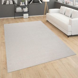 Paco Home Tapis pour Salon Uni Poils Ras Sobre Et Moderne, Crème 280x380 cm - Paco Home