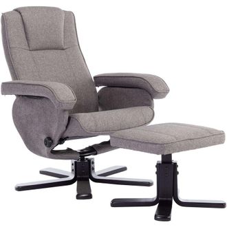 SVITA Charles Relaxsessel Hocker Sessel Fernsehsessel Drehsessel Polyester Holz Grau - Svita