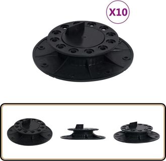 vidaXL Vidaxl - Stelzlager Verstellbar 10 Stk. 25-40 mm - Terrassenlager - Stellfüße - Höhenverstellung - Kunststoff - Schwarz