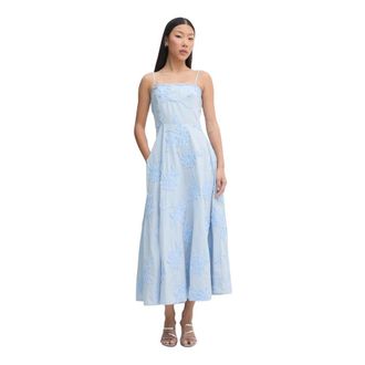 Rotate Rotate Birger Christensen, Femme, Robes, Bleu, Taille: 38 FR Robe Mi-longue &Eacute;vas&eacute;e