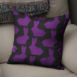 Bonamaison Le Jardin du Lin Kissen Zierkissenbezug Kissenbezug, Lila & Schwarz Dekoration, Für Zuhause Autos Büro Sofa Wohnzimmer Couch Schlafzimmer Dekor, 43x43