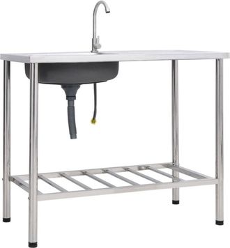 vidaXL Camping-Sp&uuml;le mit Wasserhahn Edelstahl - Vidaxl