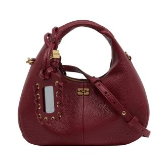 Ganni Femme, Sacs, Rouge, Taille: ONE Size Grained Mini Hobo Bag