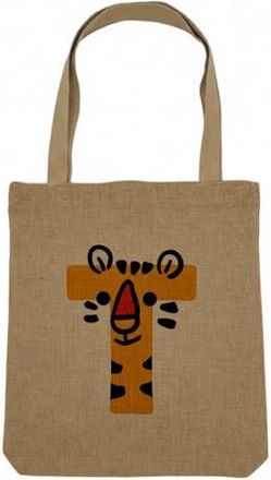 Fabulous Sac Shopping Tote Bag Aspect Lin - T like Tiger Letter First Name Animals Drawing Child - Sac de Courses Toile Epaisse 360g Beige Naturel Cabas Port&eacute; 