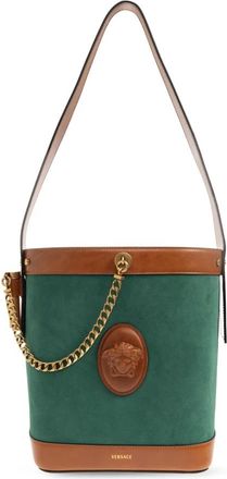 Versace Femme, Sacs, Vert, Taille: ONE Size Pivot Small Suede Bucket Bag