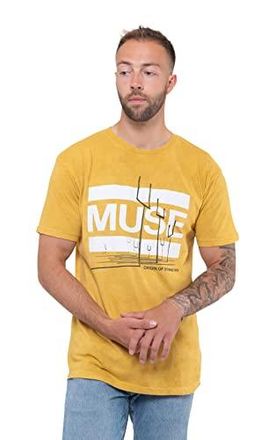 Muse T Shirt Origin of Symmetry Nouveau Officiel Homme Orange Jaune Mineral Wash Size XL