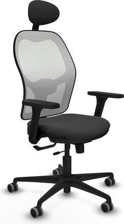 Piqueras y Crespo Ergonomischer B&uuml;rostuhl mit 3D-Armen, h&ouml;henverstellbarer Lendenwirbelst&uuml;tze und festem Kopfteil, ausgestattet mit Syncro/Traslack und eingespritztem S