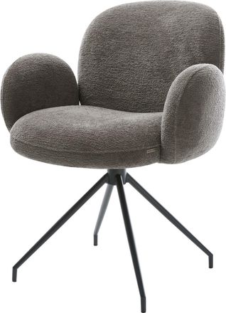 DELIFE Polsterstuhl Nube-Flex mit Armlehnen Kreuzgestell konisch Schwarz Boucl&eacute; Soft Schlamm Taschenfederkern