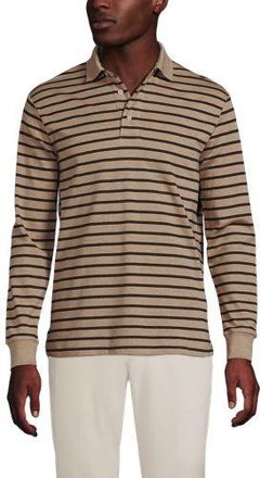 Lands End Supima Langarm-Polo, Classic Fit, Herren, Größe:56-58 regular, Beige, Baumwolle, by Lands End
