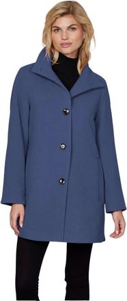 Junge Femme, Manteaux, Bleu, Taille: 42 FR &Eacute;l&eacute;gante Veste en Laine Bleu Poussi&egrave;re