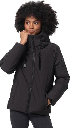Marikoo Damen Winterjacke Steppjacke Winter Jacke gesteppt warm mit Kapuze B977 [B977-Shimo-Schwarz-Gr.S]