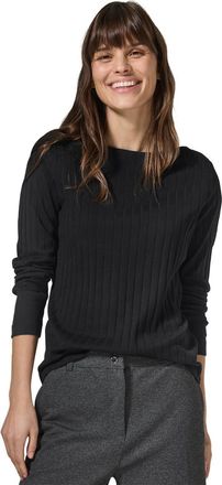 Cecil Damen B322493 Shirt Mit Rippstruktur, Schwarz, M EU
