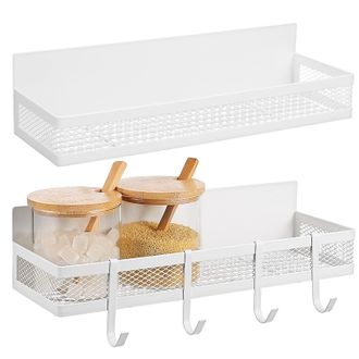 BESPORTBLE 2 Stück Magnetisches Regal mit Haken Stabile Magnetablage für Kühlschrank und Badezimmer Großes Fassungsvermögen Platzsparend Vielseitig für Küche und